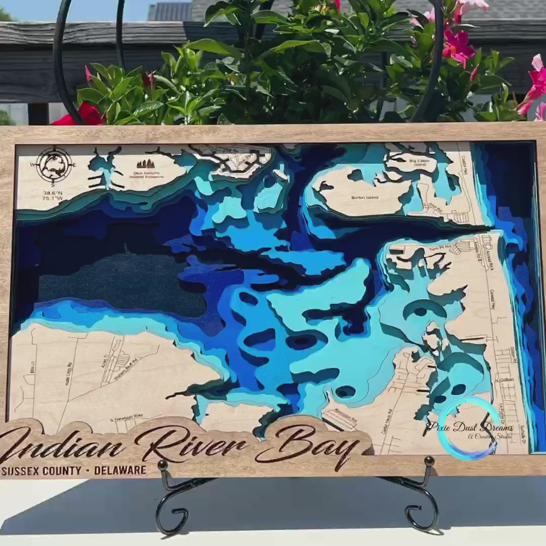 Chesapeake Bay Multi Layered Water Depth Map 11x13 – Pixie Dust Dreams